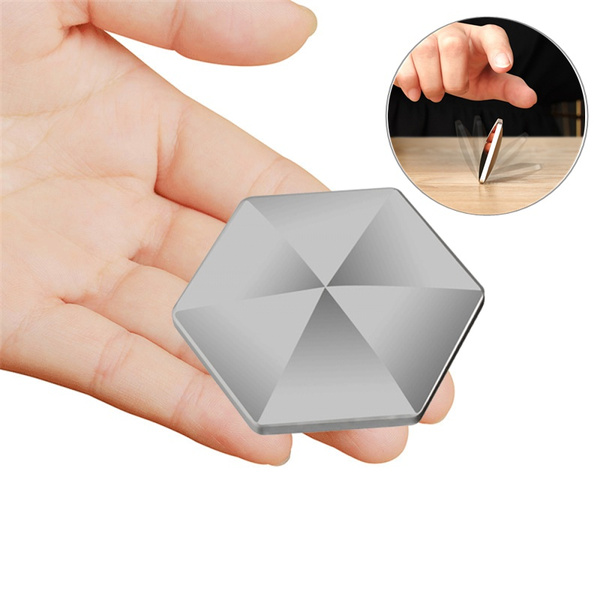 Kinetic Skill Desktop Fingertip Flip Spinning Hexagon Metal Block ...
