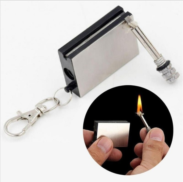 Permanent Metal Match Box Lighter Cigarette Camping Keyring Novelty ...