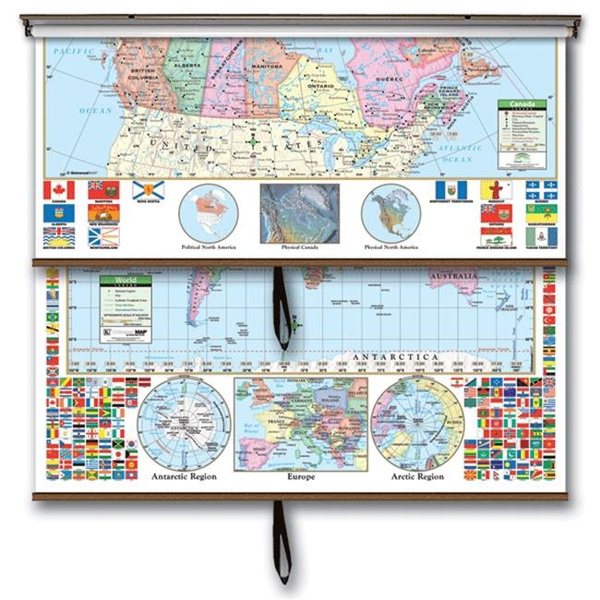 Universal Map 0762546565 Canada and World Primary Combo Classroom Wall ...