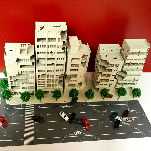1:144 Scale Model War Damage Assemble Building Set Architectural ...