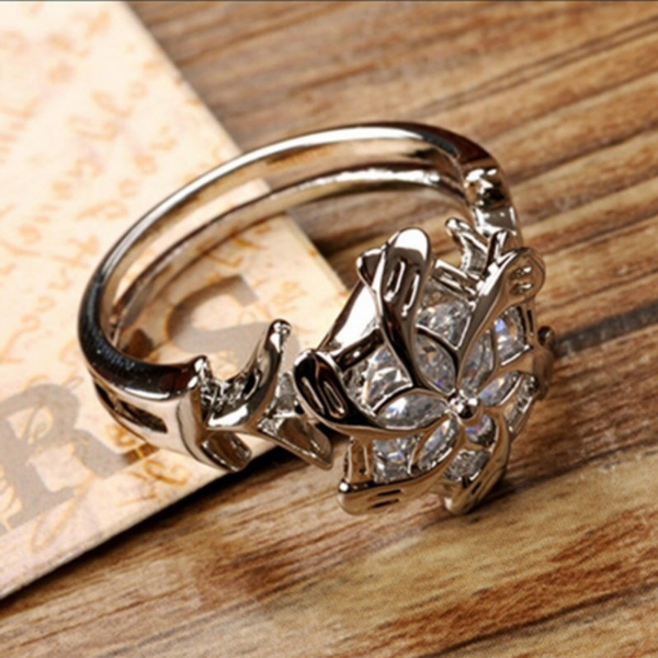 The Lord of the Rings Galadriel Nenya Ring 18KT White Gold Plated CZ ...