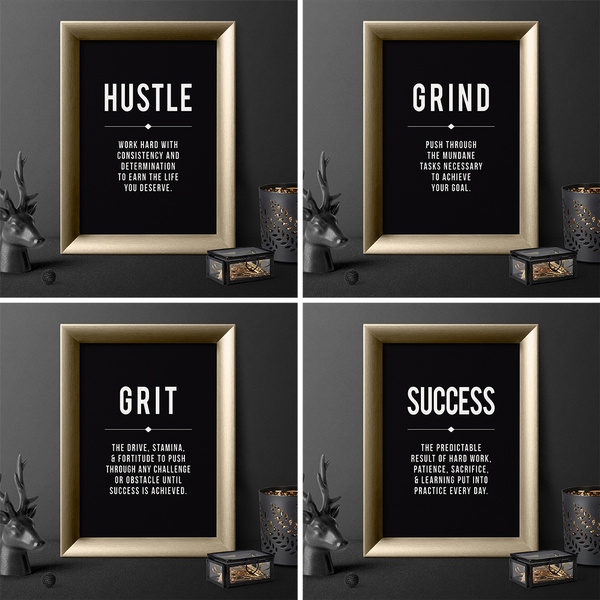 6 Panels Set Black White Motivational Quotes Wall Posters Print Canvas ...