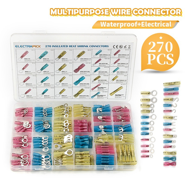 270PCS Electrical Wire Connectors Hot Melt Connectors Heat Shrink Butt ...