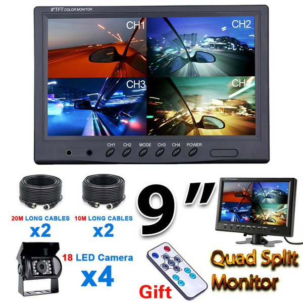 UNITOPSCI Vehicle Backup Camera Kit Car Parking System With 9 Inch Quad ...