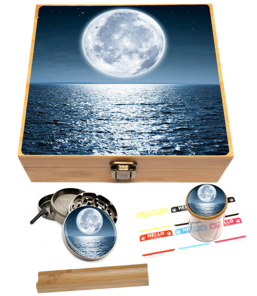 Herb Stash Box Kit Set, Metal Grinder, Jar, Roller, labels | Wish