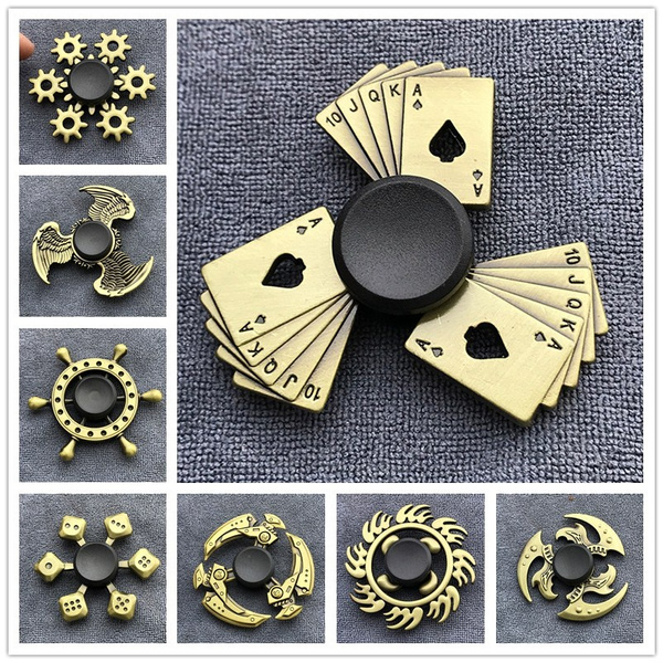 Fidget Spinner Brass Color Zinc Alloy Metal Hand Spinner Dice Bauhinia ...