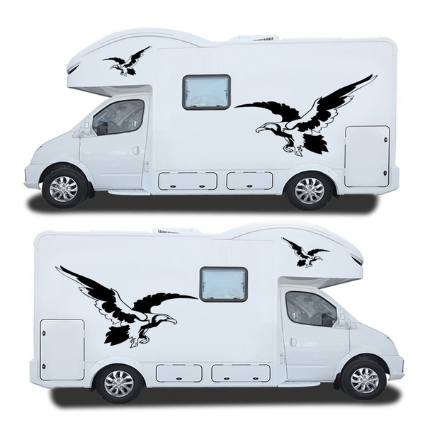 5x PVC Black&White Eagle Pattern Decal Sticker For Camper Van RV Travel ...
