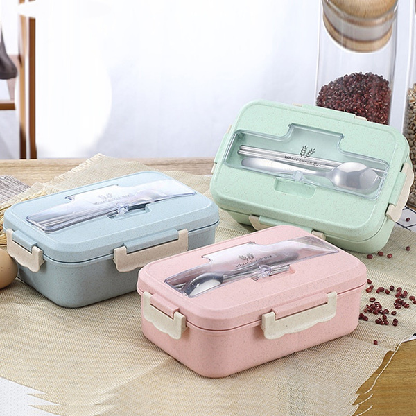 Healthy Material Lunch Box Wheat Straw Bento Boxes Microwave Dinnerware ...