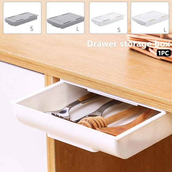 Desk Hidden Storage Drawer Multifunctional Organizer Box Self Stick ...