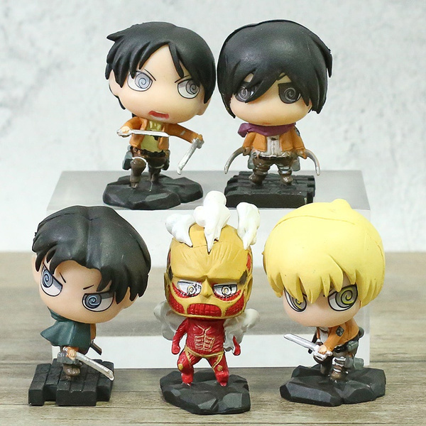 Attack on Titan Eren Mikasa Armin Rivaille Colossal Titan Boxed PVC ...