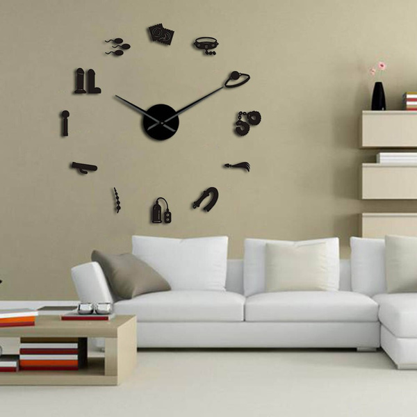 3d Diy Frameless Sex Shop Vector Giant Wall Clock Erotic Intimate Wall Art Role Games Modern
