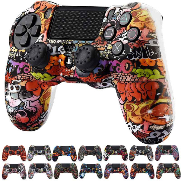 Camouflage Anti-Slip Silicone Case Cover Skin with 2xThumb Grip Cap for ...