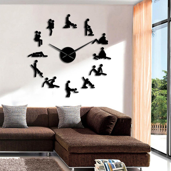 DIY Creative Funny Self Adhesive Clock kama Sutra Sex Positions Mirror ...