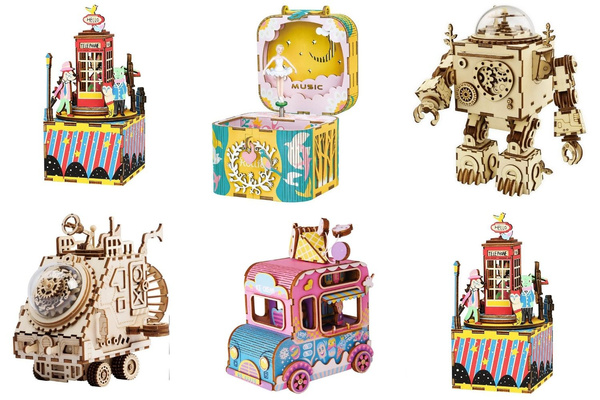 ROKR DIY 3D Wooden Music Box Puzzles Brain Teaser Gift for Kids and Adults Hands Craft Robotime ...