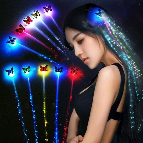 New Fashion Colorful Butterfly Light Braids LED Wigs Glowing Flash LED ...