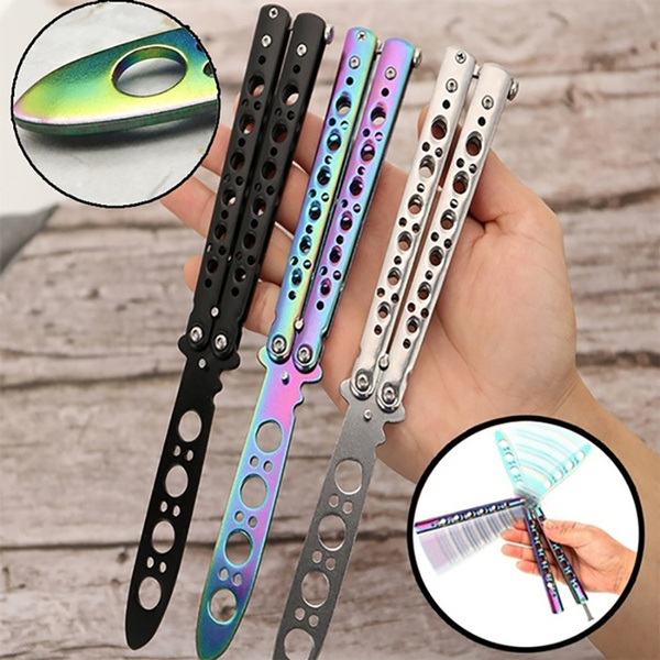 Stainless Steel Folding Butterfly knife Rainbow Practice Tool | Wish
