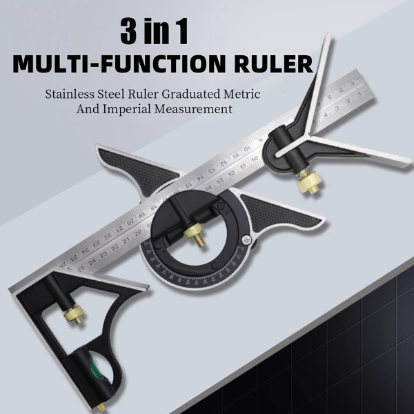 3 In 1 Square Angle Ruler Set Adjustable Engineers Multi Combination ...