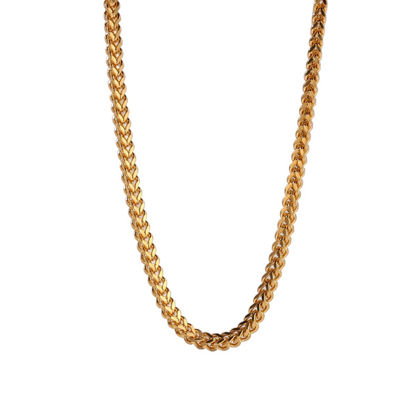 Mens 3mm Gold Filled Tone Stainless Steel Franco Chain Necklace Cuban ...