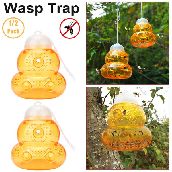 1/2Pcs Reusable Wasp Trap Outdoor Hanging Hornet Bee Catcher Insect ...