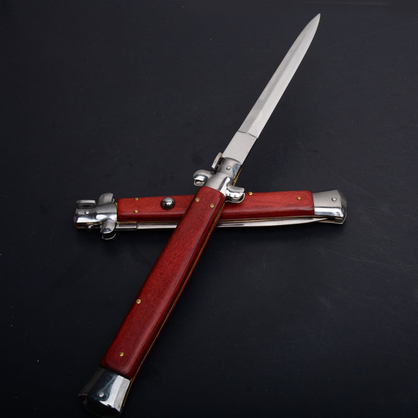 13inch Italian Quick Open Folding Knife Slender Stiletto Knifes Swords ...