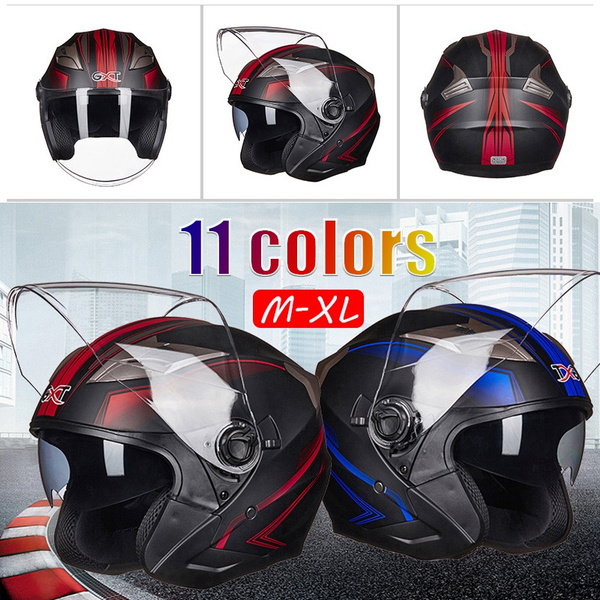 11 Color New Double Lens Motorcycle Helmets Half Face ABS Motorbike ...