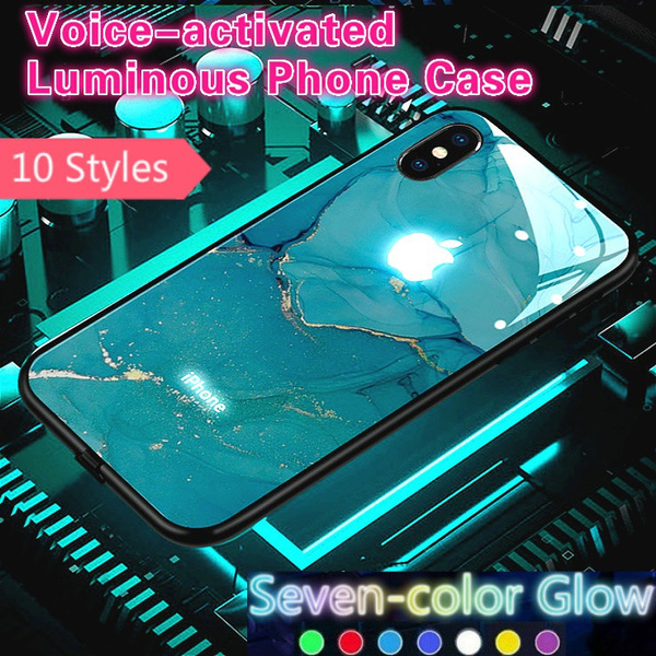 Voice Control Light Up Luminous LED Call Flash Marble Phone Case for i ...