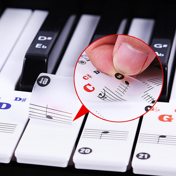 88/61 Key Color Piano Letter Notes Stickers Keyboard Hand Roll Piano ...