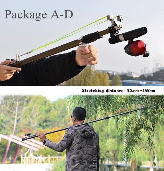 Outdoor Stainless Steel Telescopic Long Rod Slingshot Shooting Hunting ...