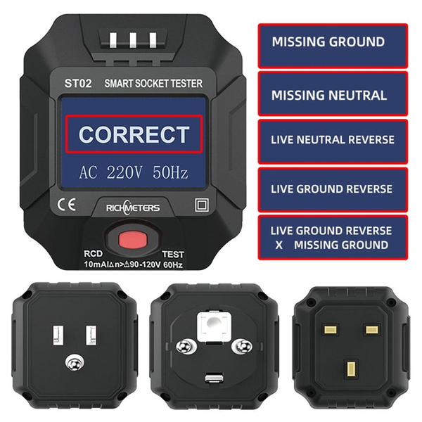 110V-250V Smart Socket Tester, Digital Voltage and Frequency Detect ...