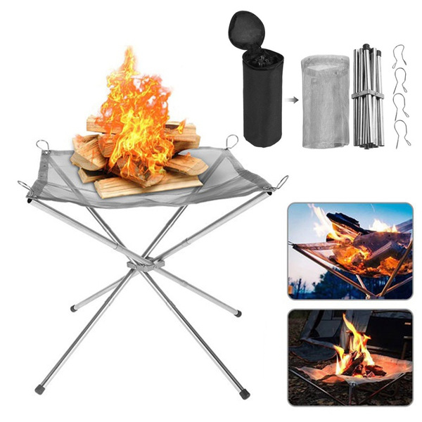 Bonfire Pit Foldable Fire Pit Outdoor Camping Wood Stove Steel Mesh ...
