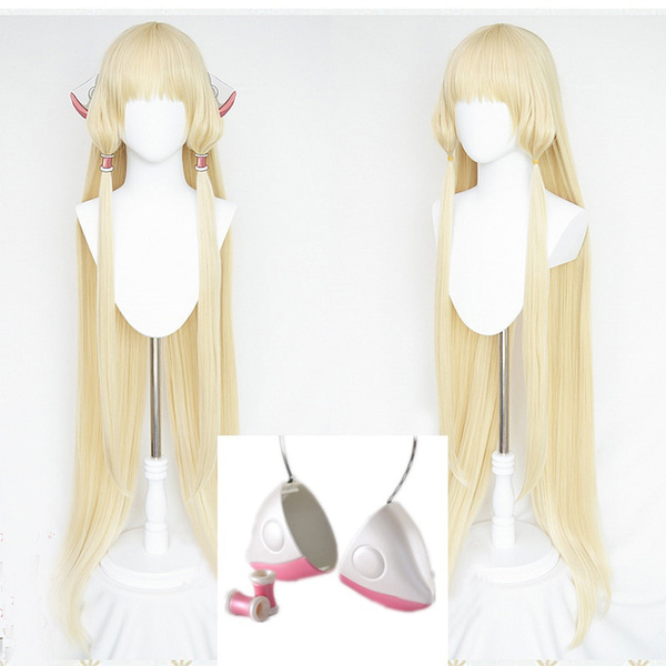 130cm Long Milk Golden Chobits Chii Blonde Cosplay Wigs With Cosplay ...