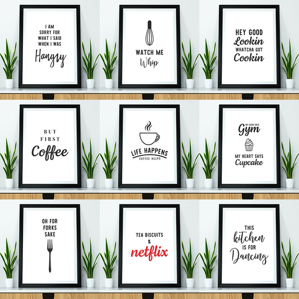 9 Panels Kitchen Inspirational Quotes Posters Wall Art Funny Wall ...