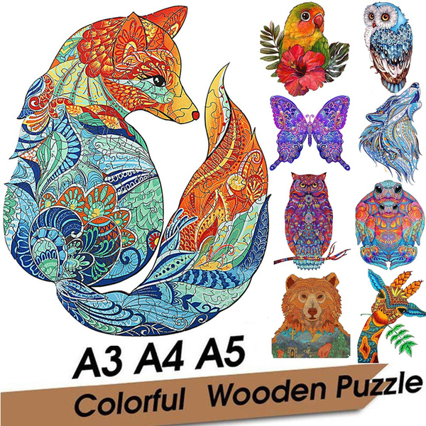 Wooden Jigsaw Puzzles - Unique Shape Jigsaw Pieces Best Gift for Adults ...