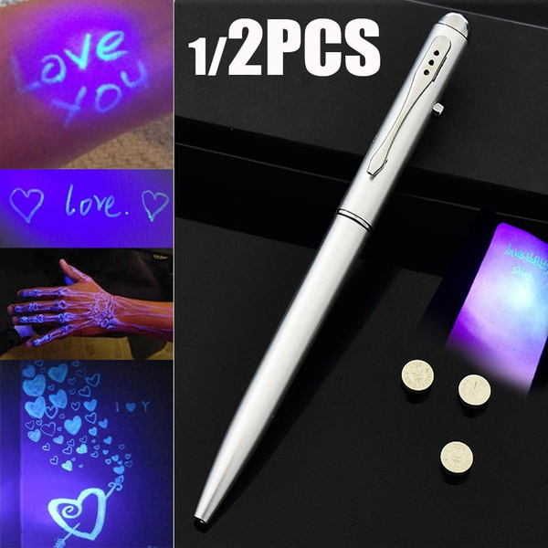 Led Uv Light Ballpoint Pen With Invisible Ink Secret Spy Pen For Gifts ...