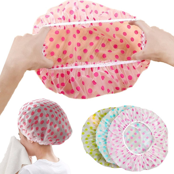Waterproof Point Bath Cap Hat Elastic Shower Hat Reusable Bath Head ...