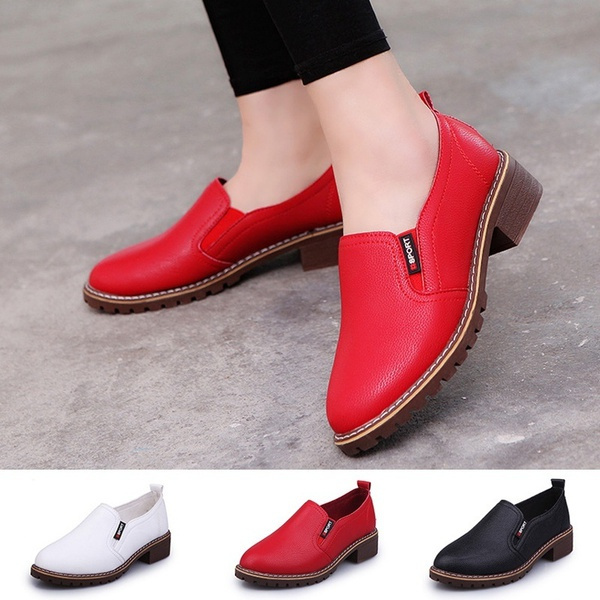 Size 4.5-10.5(3 Colors) Women Fashion Flat Shoes Oxford Genuine Leather ...