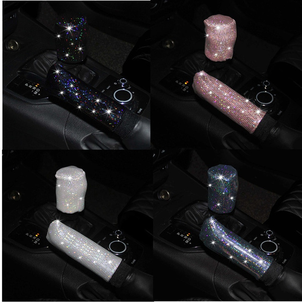 Full Diamond Crystal Car Gear Shift Collar Cover Glitter Rhinestones ...