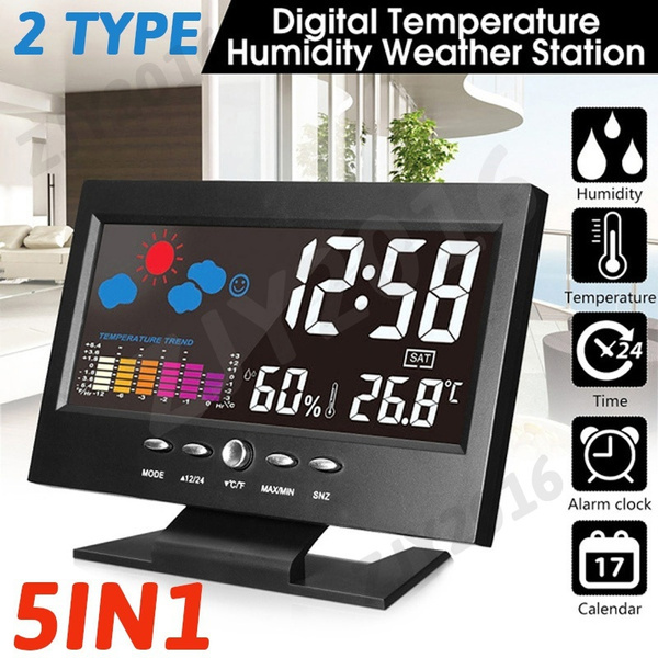 2021 NEW 2 TYPE Indoor Thermometer Hygrometer Alarm LCD Digital Clock ...