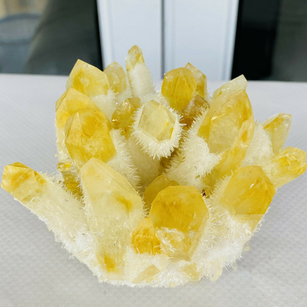 New Find Yellow Phantom Quartz Crystal Cluster Mineral Specimen Healing ...