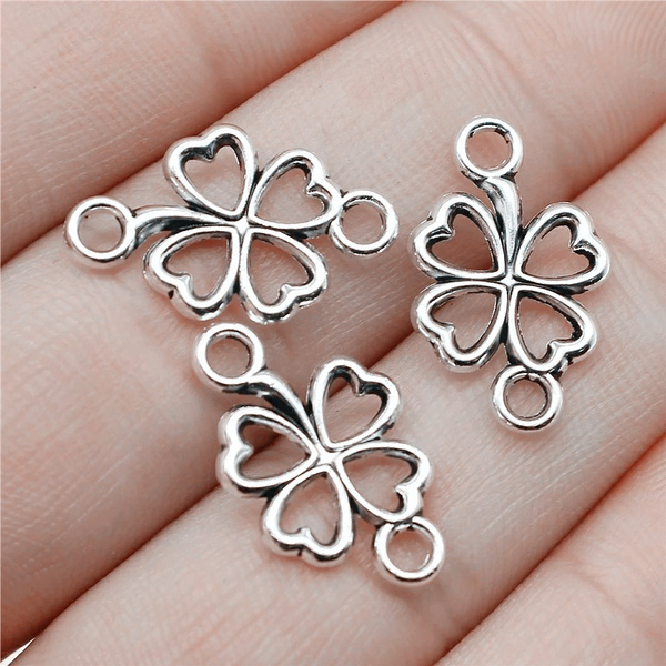 30pcs 20x12mm Antique Silver Color Lucky Four Leaf Clover Charms ...