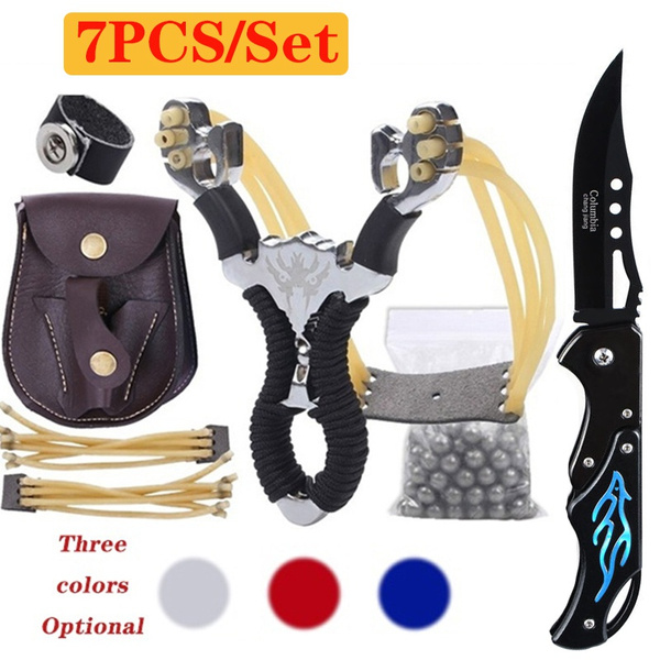 Sirius Outdoor Heavy Metal Rubber Slingshot knife Catapult Hunter Wrist ...
