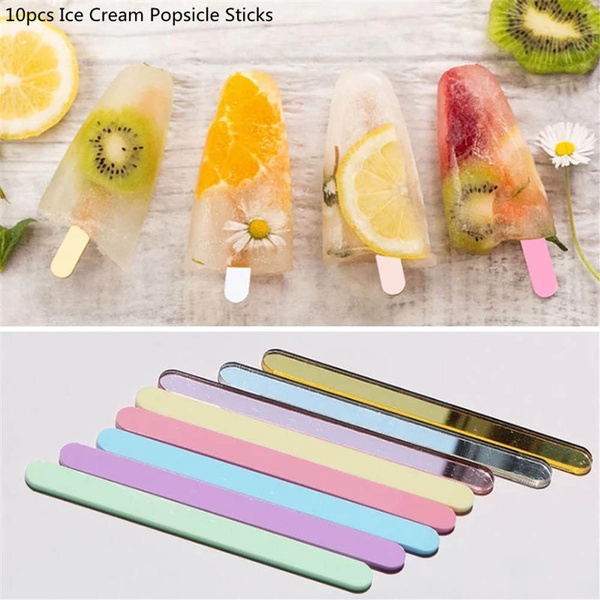 10Pcs Reusable Ice Cream Popsicle Sticks Kids Diy Handmade Acrylic ...