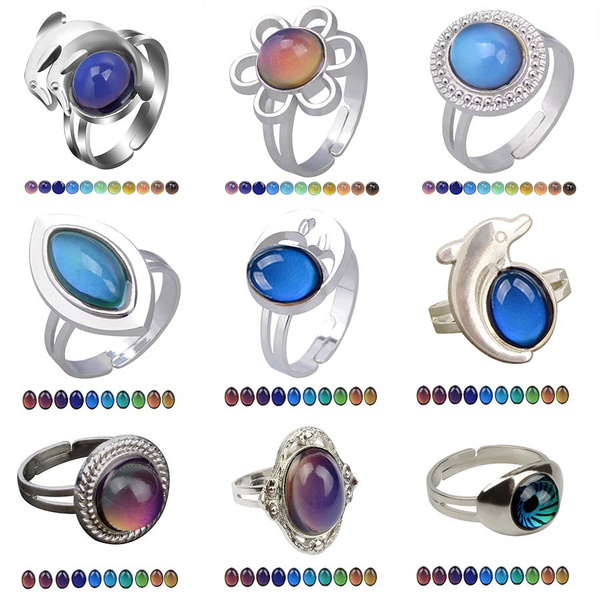 Vintage Retro Mood Change Color Ring For Women Antique Silver Vintage ...