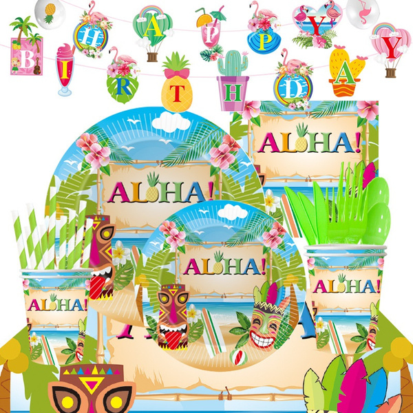 2021 10PCS Hawaii ALOHA Theme Party Supplies Birthday Party Decorations ...
