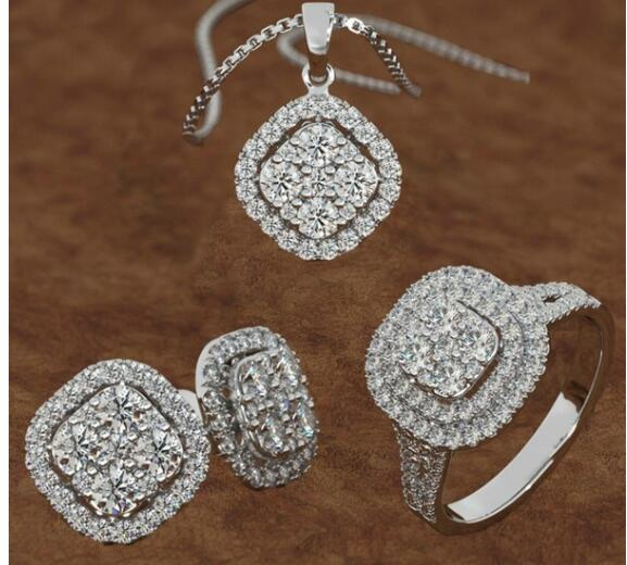 4pcs/set Exquisite Fashion Bride Wedding Jewelry Set Luxury Sterling ...