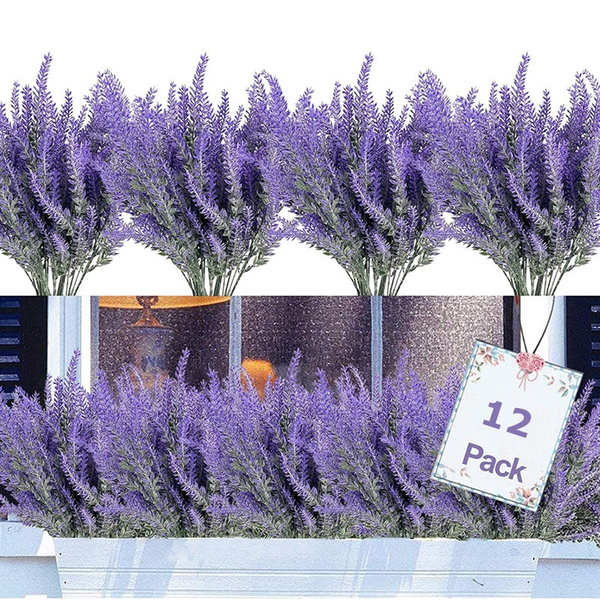4/12 Pack Artificial Lavender Flowers Bouquet Fake Lavender Plant for ...
