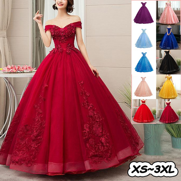 Dresses Party Prom Lace Embroidery Off The Shoulder Ball Gown 5 Colors ...