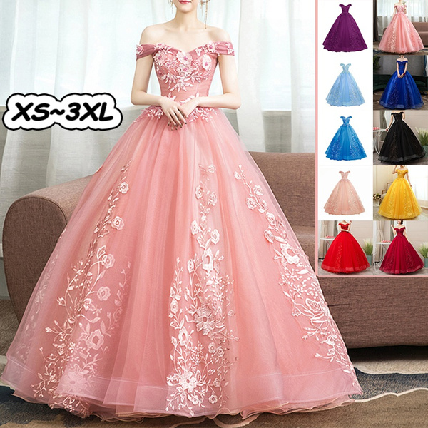 Dresses Party Prom Lace Embroidery Off The Shoulder Ball Gown 5 Colors ...