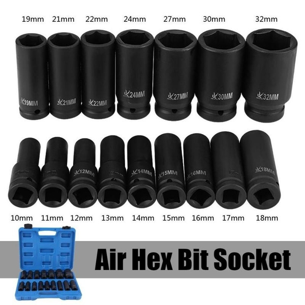 16Pcs Professional /2Inch Drive Air Hex Bit Socket Set 10MM-32MM | Wish