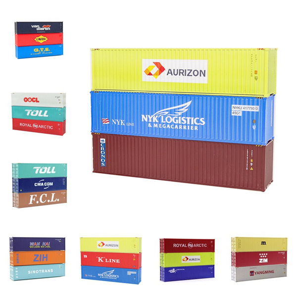 3Pcs 40Ft Model Railway Shipping Container Three Different Container Ho ...